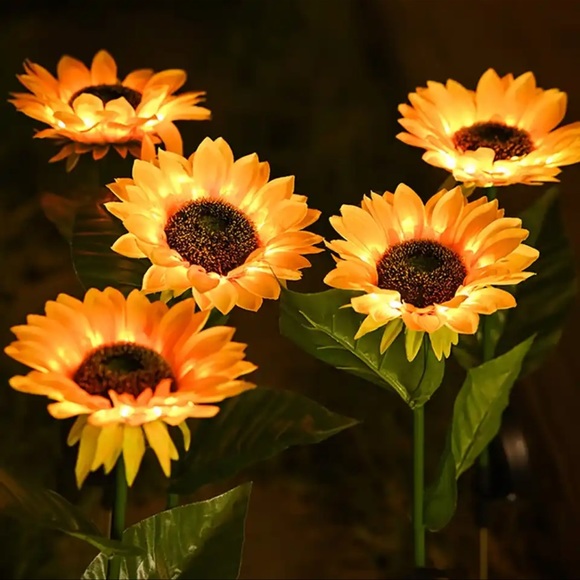 Accents | 3pc Led Solar Sunflower Outdoor Lawn Light Ip65 Waterproof ...